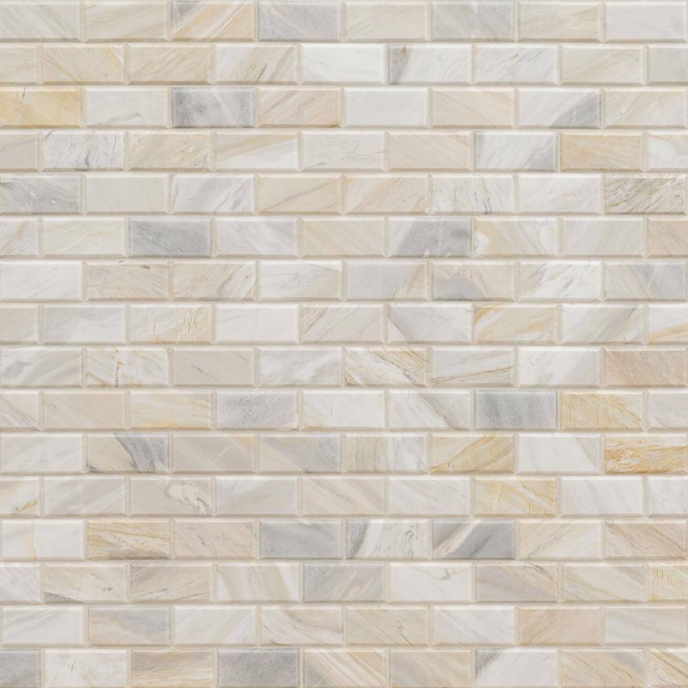 MSI Athena Gold 11.81 in. x 11.81 in. x 10 mm Honed Marble Mesh-Mounted ...