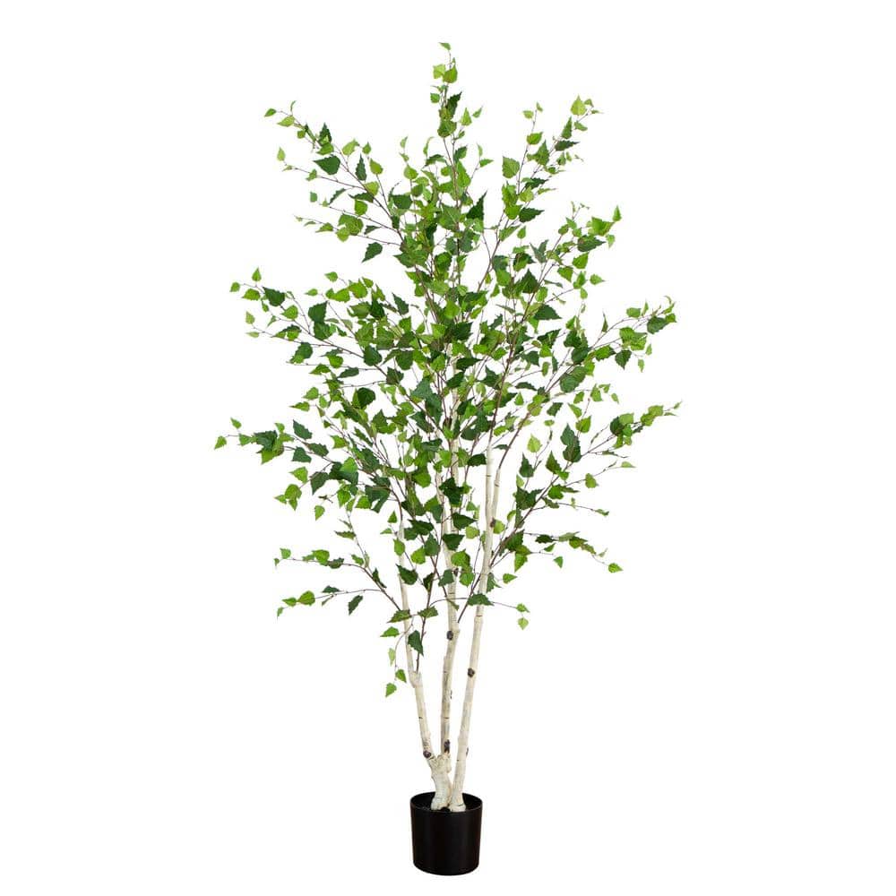 Nearly Natural 7 ft. Artificial Birch Tree with Real Touch Leaves T4667 ...