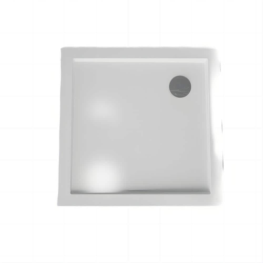 Flynama 32 in. L x 32 in. W Shower Corner Pan Base with Corner Drain ...