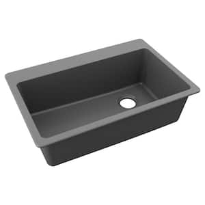 LORDEAR 33 in. Drop-In Single Bowl 16-Gague Stainless Steel Waterfall ...
