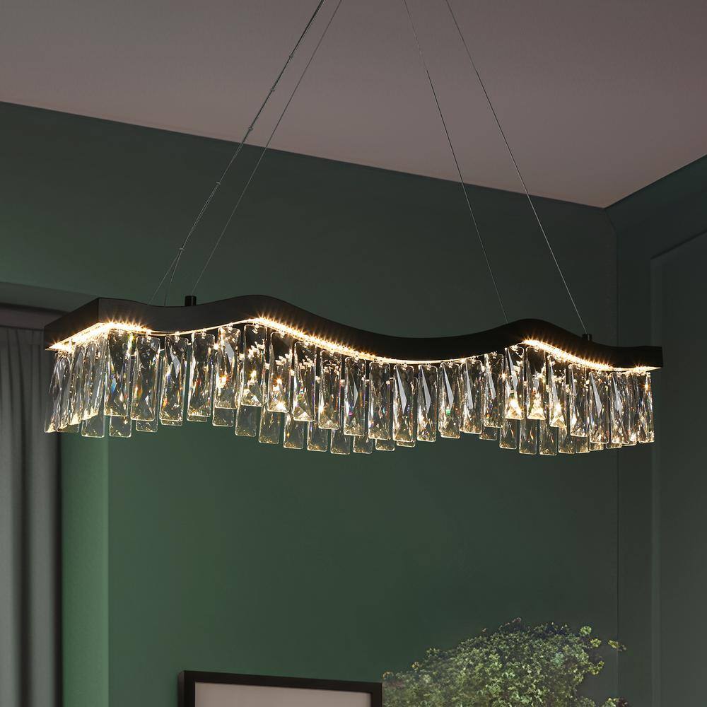 LNC Thelonious 1-Light Dimmable Integrated LED Matte Black Crystal ...