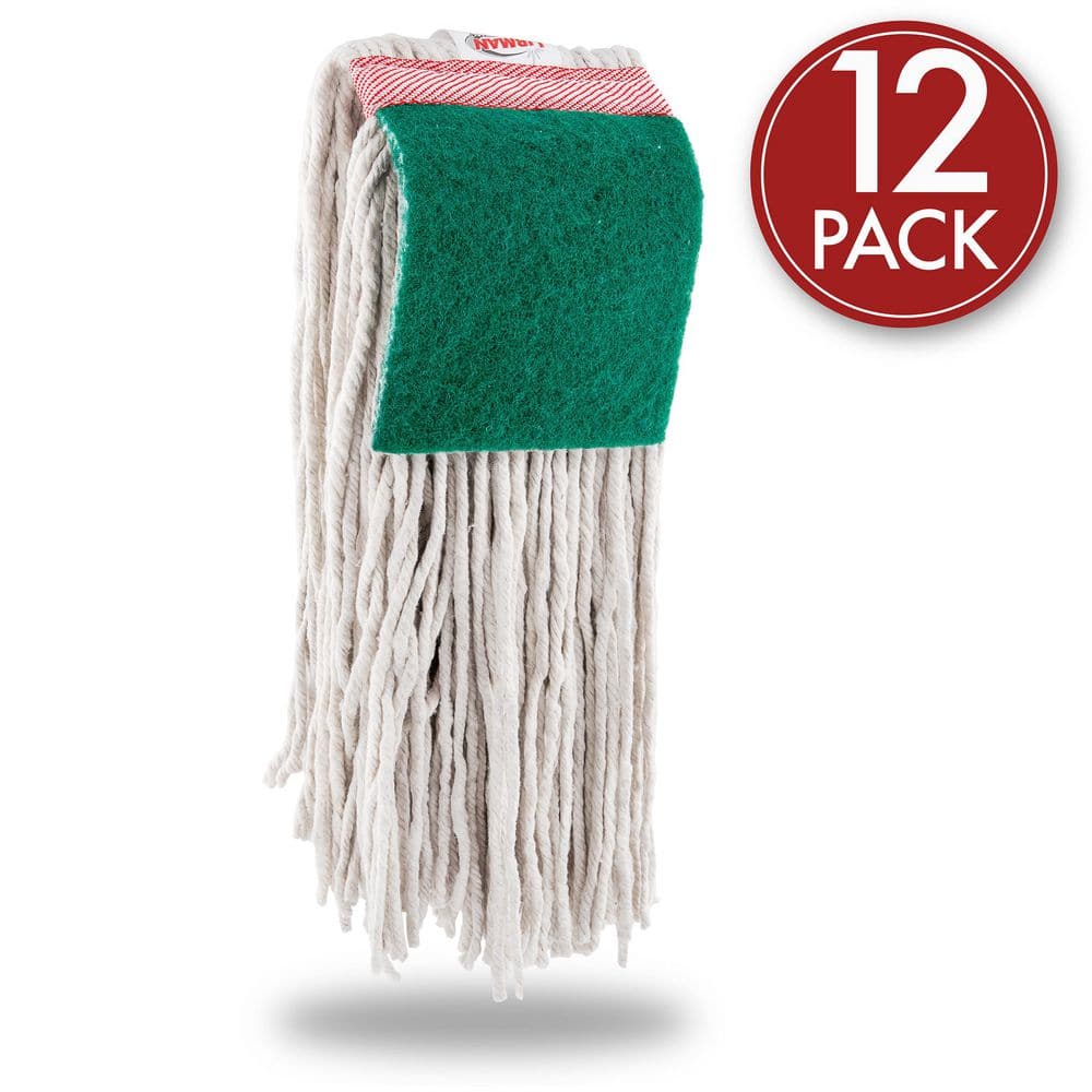 Libman Large String Mop Cotton Cut-End Wet Mop Head with Scouring Pad ...