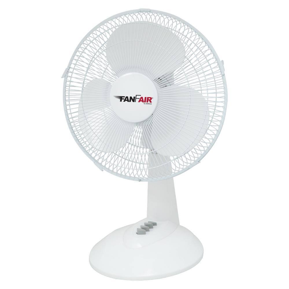 FANFAIR 12 in. 3 Fan Speeds Desktop Fan in. White with Oscillating ...