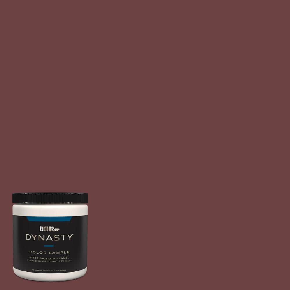 BEHR DYNASTY 8 oz. #BIC-50 Deep Claret Satin Enamel Stain-Blocking ...