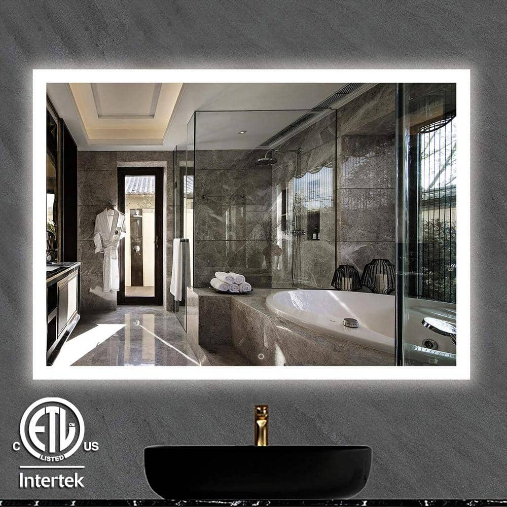 HOMLUX 42 in. W x 30 in. H Large Rectangular Frameless LED Light with ...