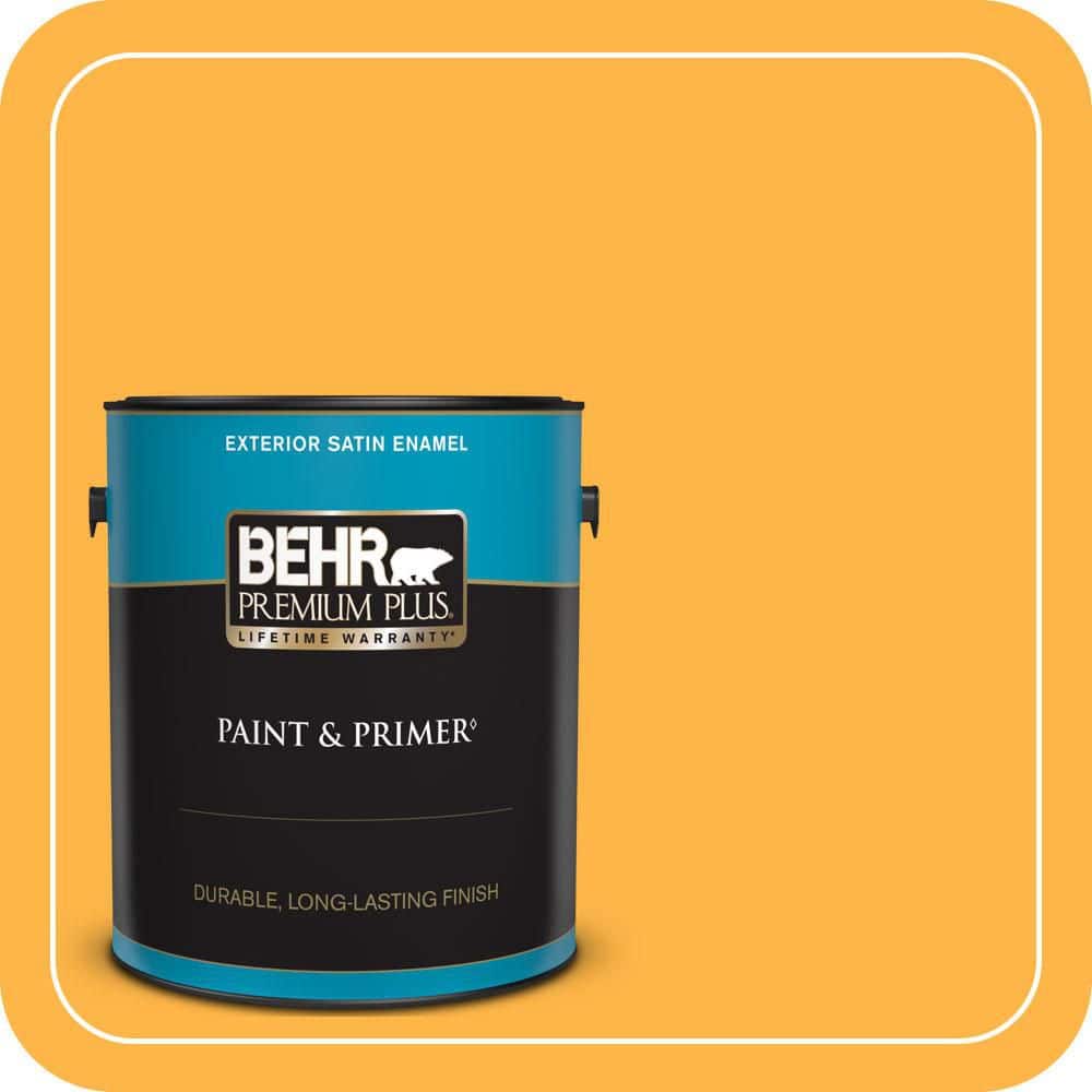 BEHR PREMIUM PLUS 1 gal. #300B-6 Glorious Gold Satin Enamel Exterior ...