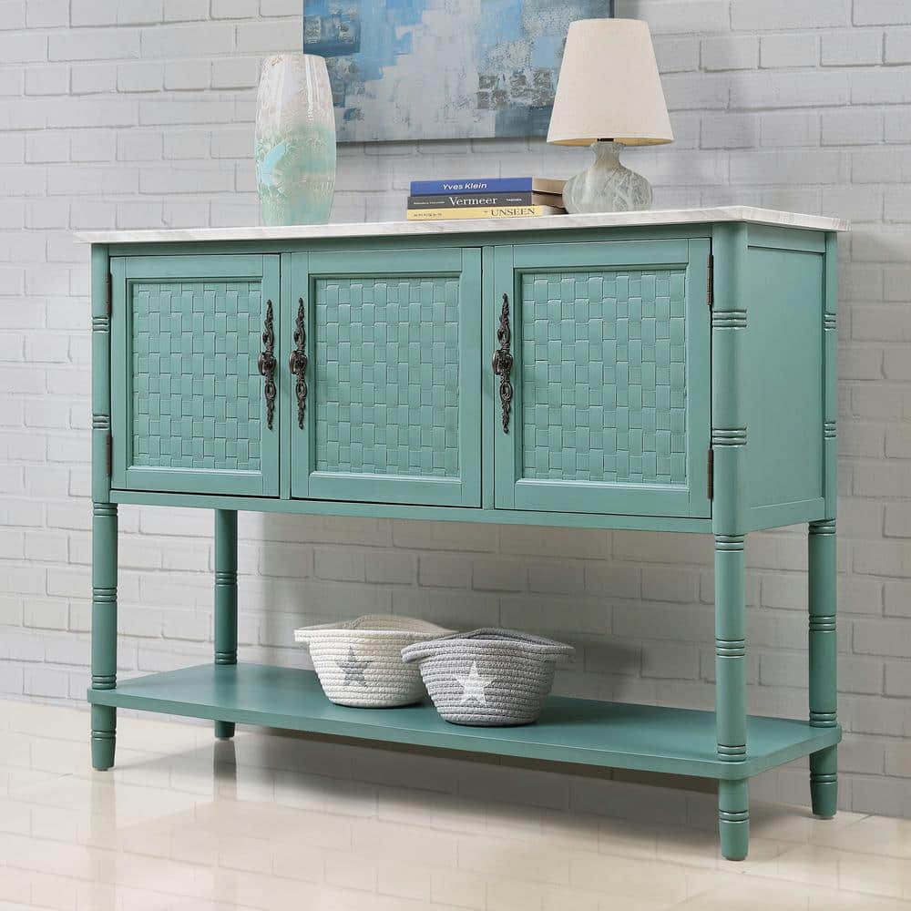 Zeus & Ruta 47 in. x 14 in. x 34 in. Entryway Table in Green Console ...
