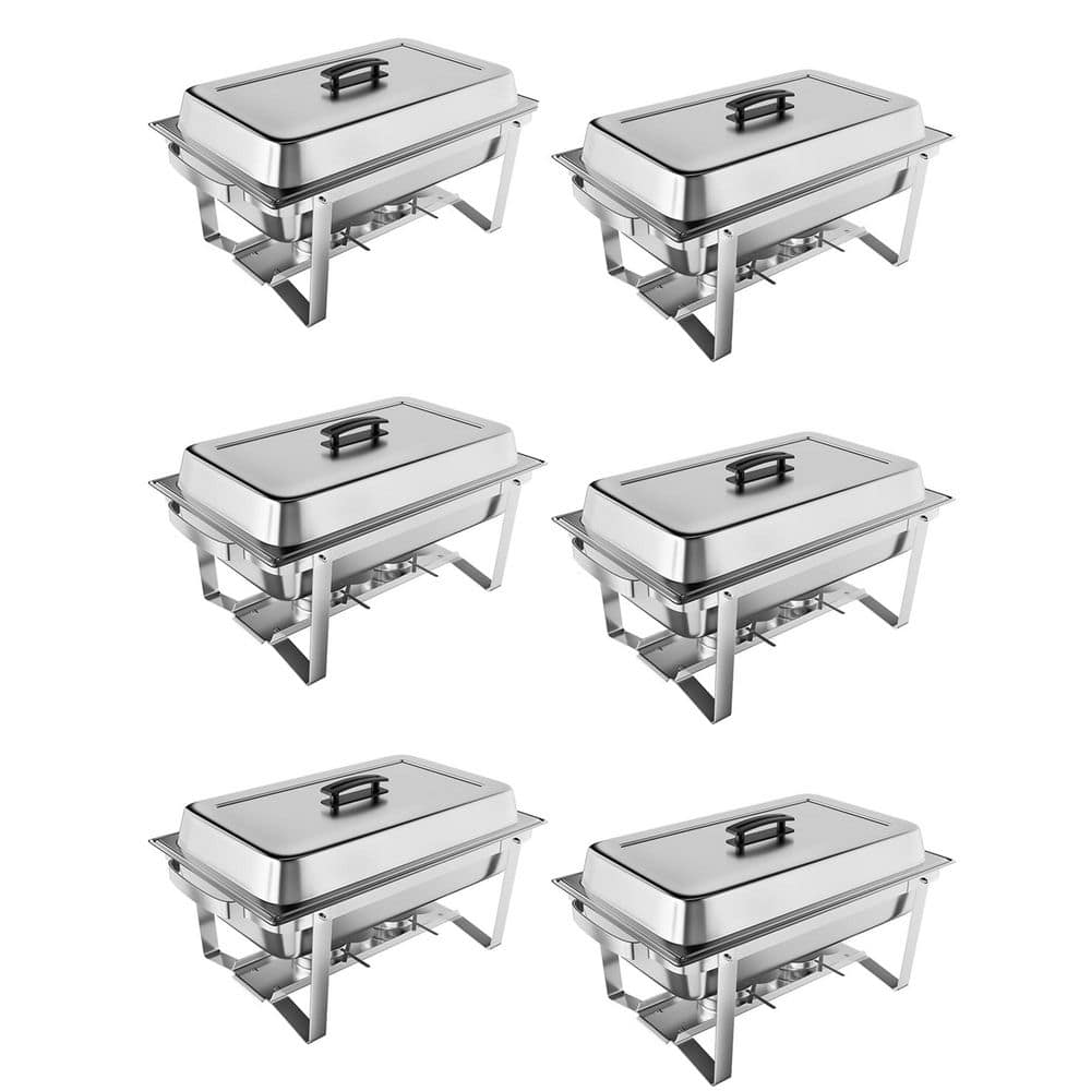 Garvee 6 Pack 8 Qt. Stainless Steel Rectangular Chafing Dish Buffet Set ...