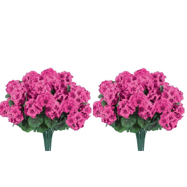 Reviews for 13 in. Peach Pink Indoor/Outdoor Artificial Geranium Flower ...