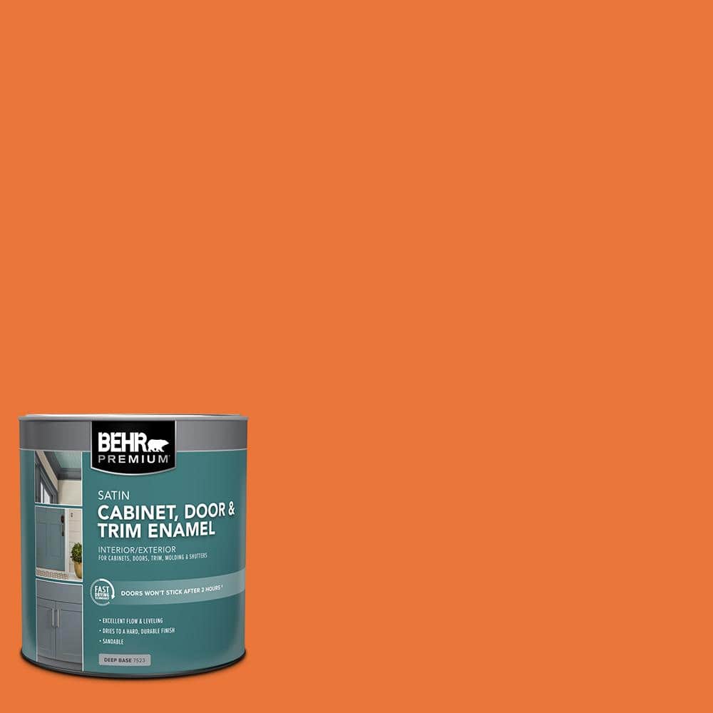 BEHR PREMIUM 1 qt. #HDC-MD-27 Tart Orange Satin Enamel Interior ... BEHR PREMIUM 1 qt. #HDC-MD-27 Tart Orange Satin Enamel Interior ...