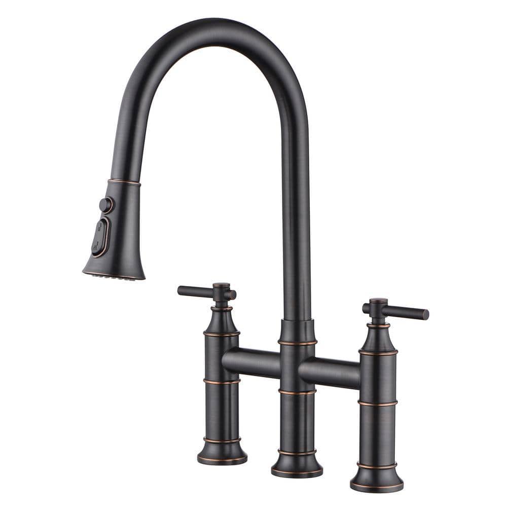 Reviews for SUMERAIN Traditional Double Handle Bridge Kitchen Faucet ...