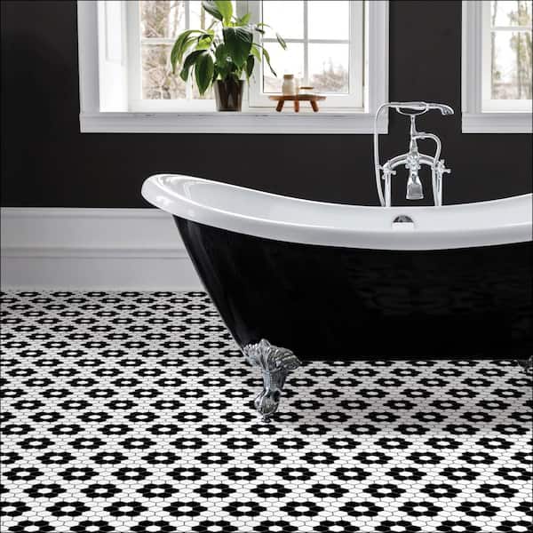 Black and white peel and stick floor tile store