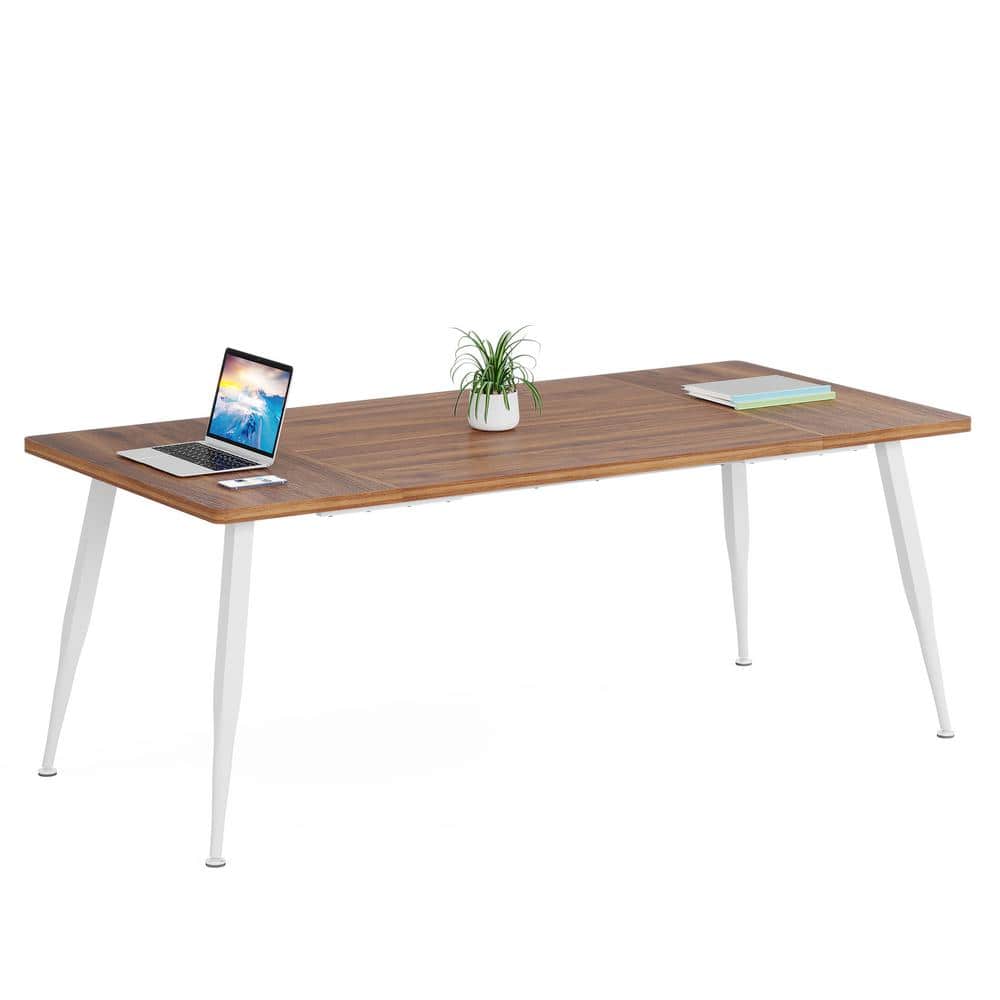 BYBLIGHT 70.8 in. Rectangular Walnut Large Computer Desk Conference ...
