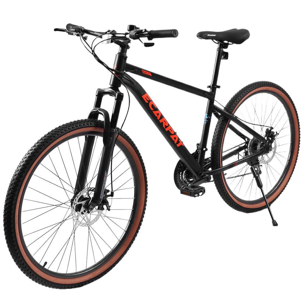 27 in. Red Carbon Steel Mountain Bike with 21-Speed and Dual Disc ...