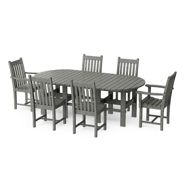 Wildridge Classic Dark Gray 7-Piece HDPE Plastic Outdoor Patio Dining ...