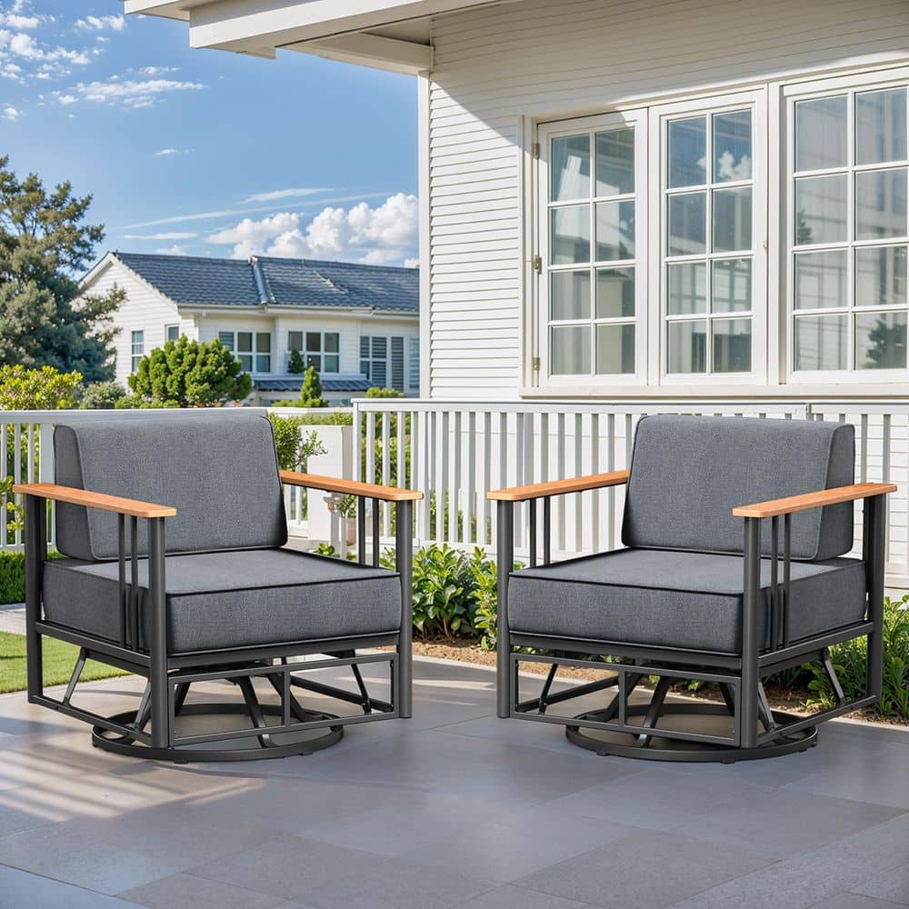 moosprr BoulderSeat Black Swivel Glider Metal Outdoor Rocking Chair ...