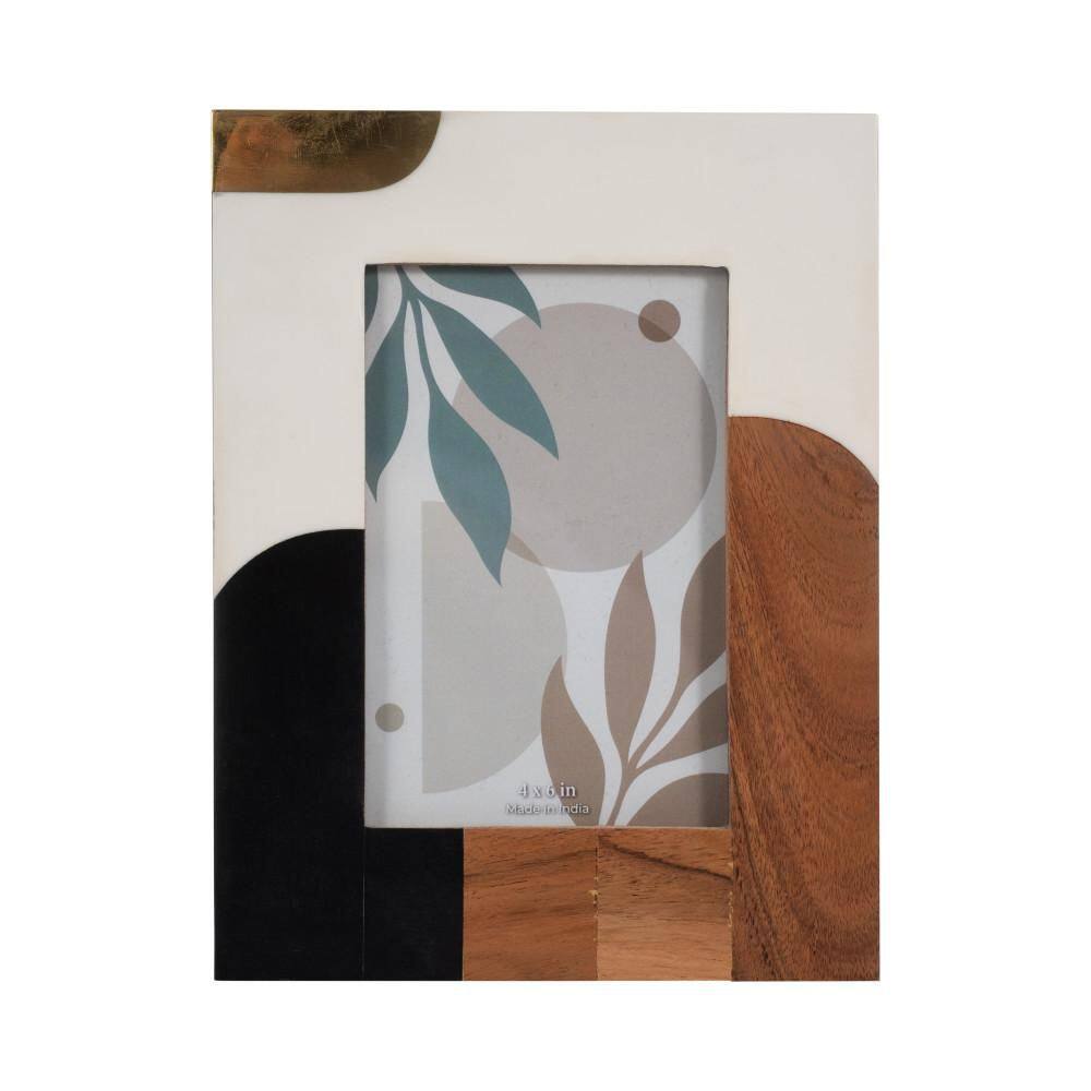 Liv & Skye 4 in. x 6 in. Ivory Resin Rectangle Mid-Century Photo Frame ...