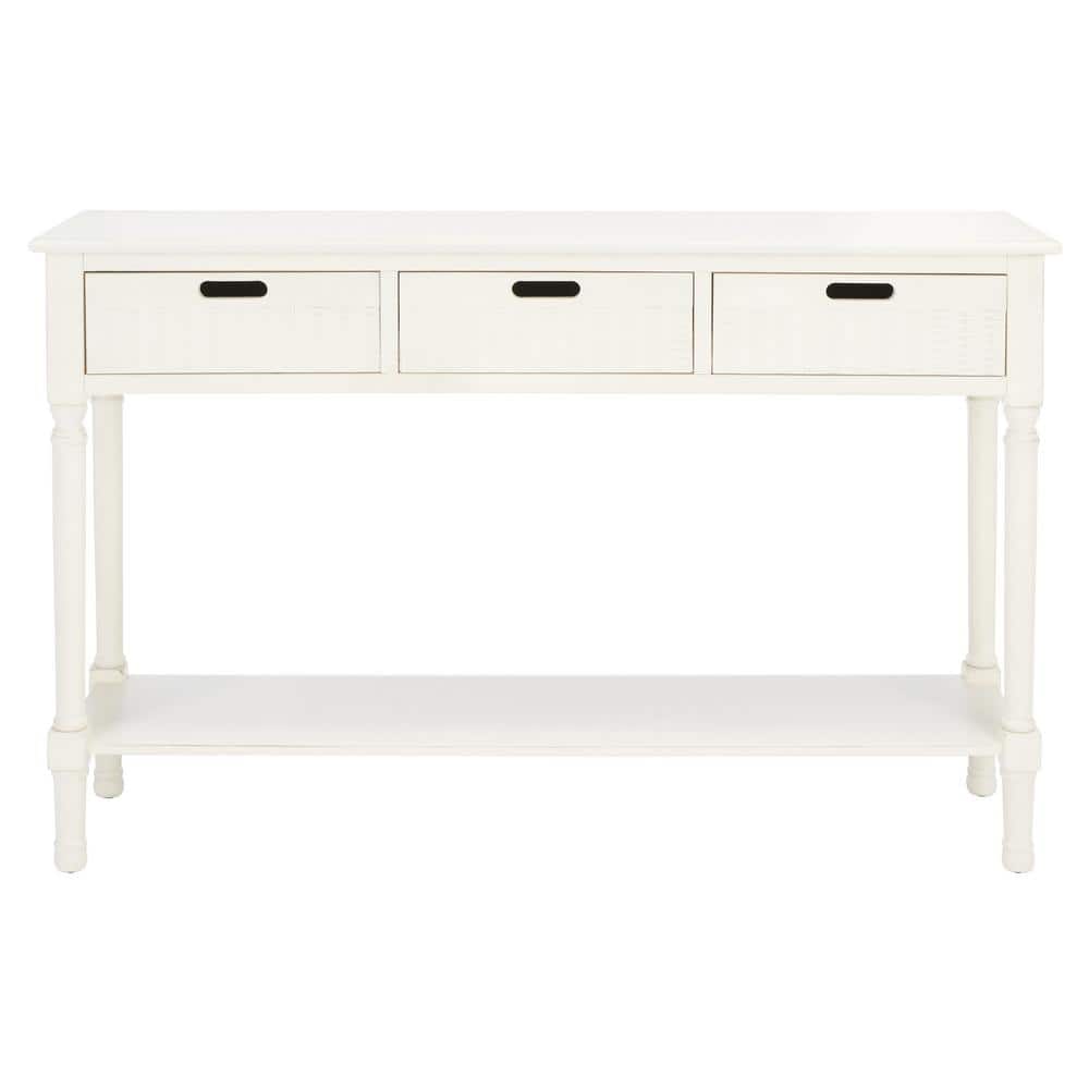 SAFAVIEH Landers 3-Drawer Rustic White Wood Console Table CNS5711A ...