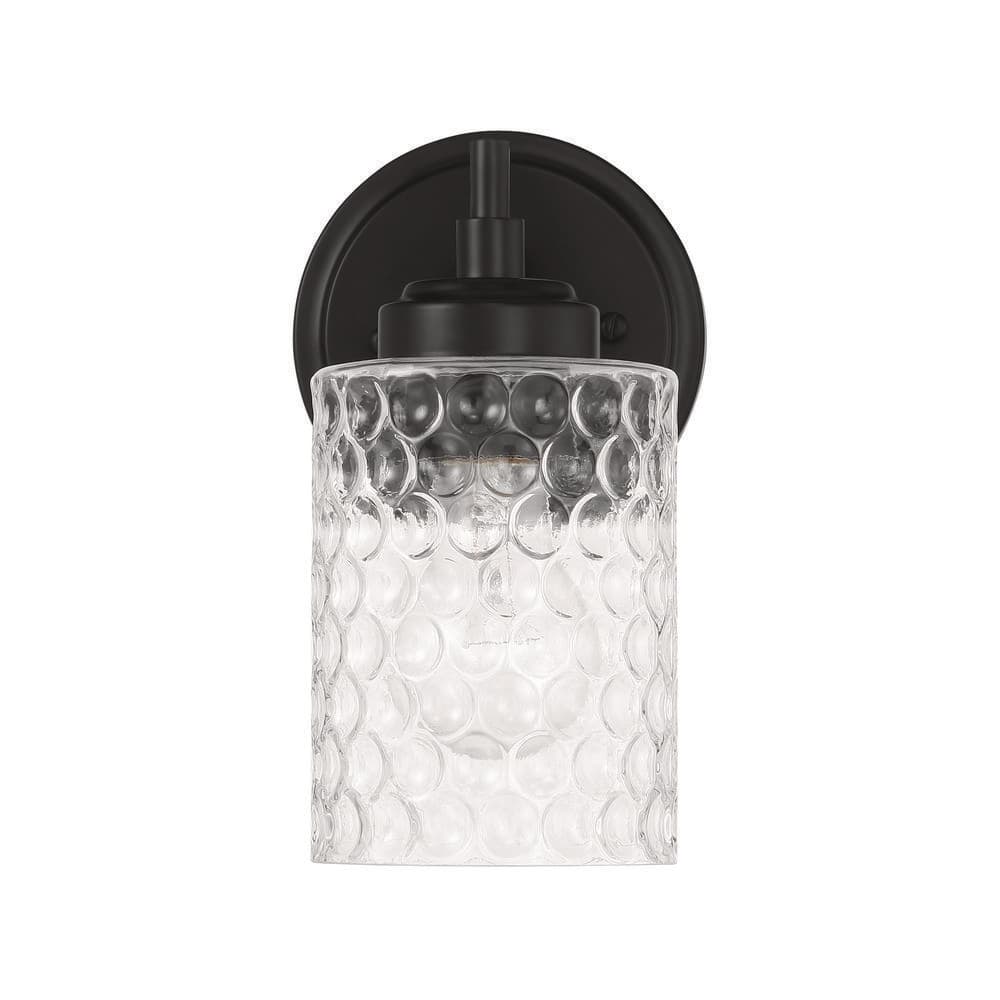 CRAFTMADE Claire 5 in. 1-Light Flat Black Finish Wall Sconce with Clear ...