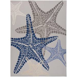 Nourison Aloha Grey/Multi 5 ft. x 5 ft. Coastal Starfish Contemporary ...