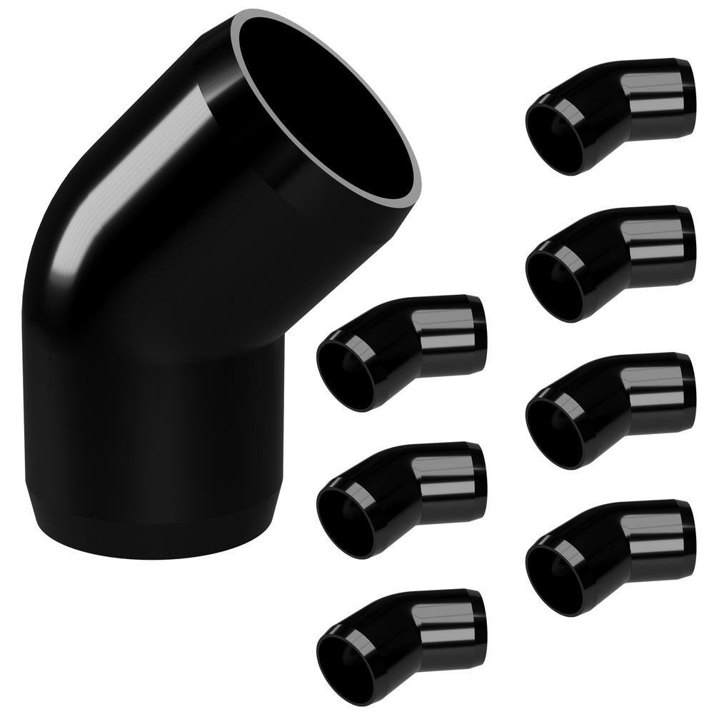 Formufit 3/4 in. Furniture Grade PVC 45-Degree Elbow in Black (8-Pack ...