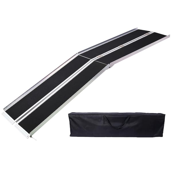 WRIGHTMASTER 10 ft. Adjustable Aluminum Wheelchair Ramp, Non-Skid ...