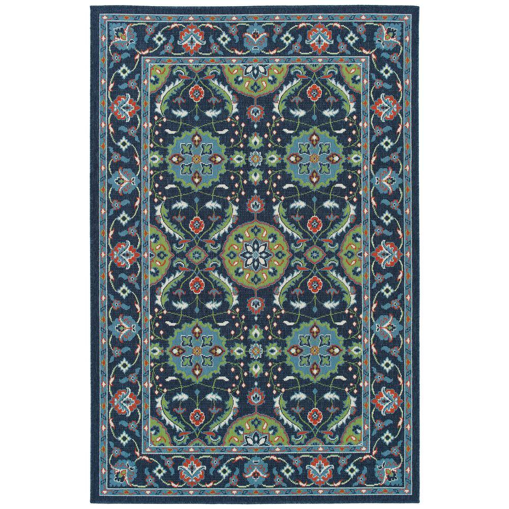 Kaleen Sunice Collection Navy 2'5" x 3'9" Rectangle Residential Indoor-Outdoor Throw Rug SUN11 ...