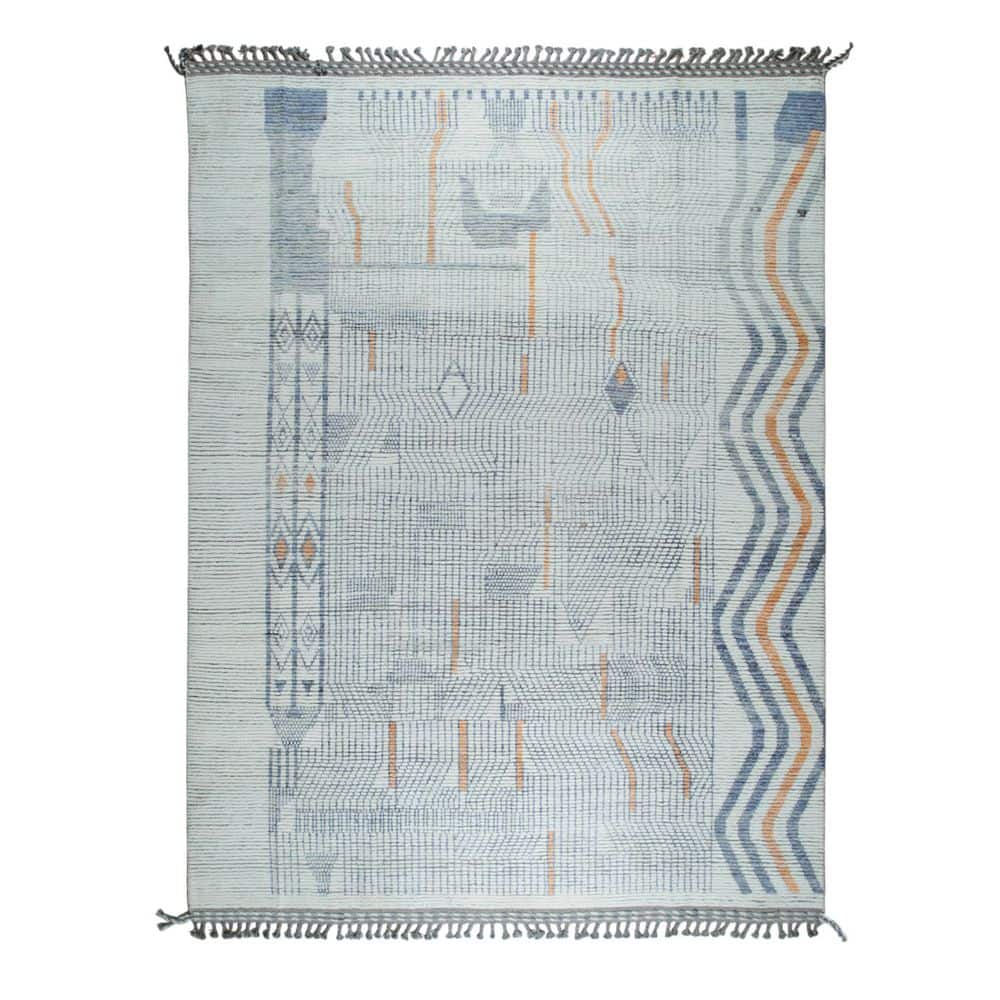 EORC Ivory Hand-Knotted Wool Contemporary Marrakech Handspun, Timeless ...