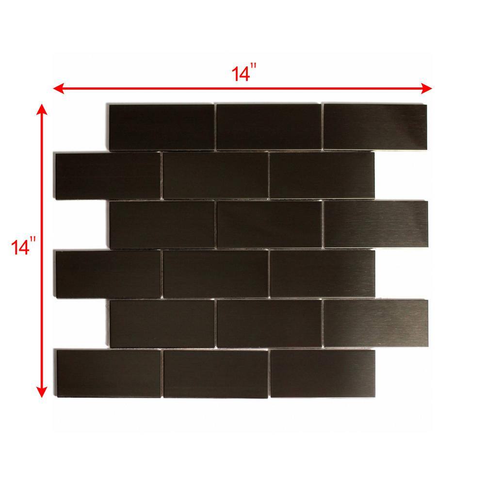 ABOLOS Modern Design Bronze Brick Mosaic 14 in. x 14 in. Stainless ...
