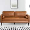 HOMESTOCK 74.5 in. W Square Arm Leather Rectangle Leather Mid-Century ...