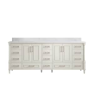 Willow Collections Hudson 84 in. Double Sink Freestanding Alabaster ...