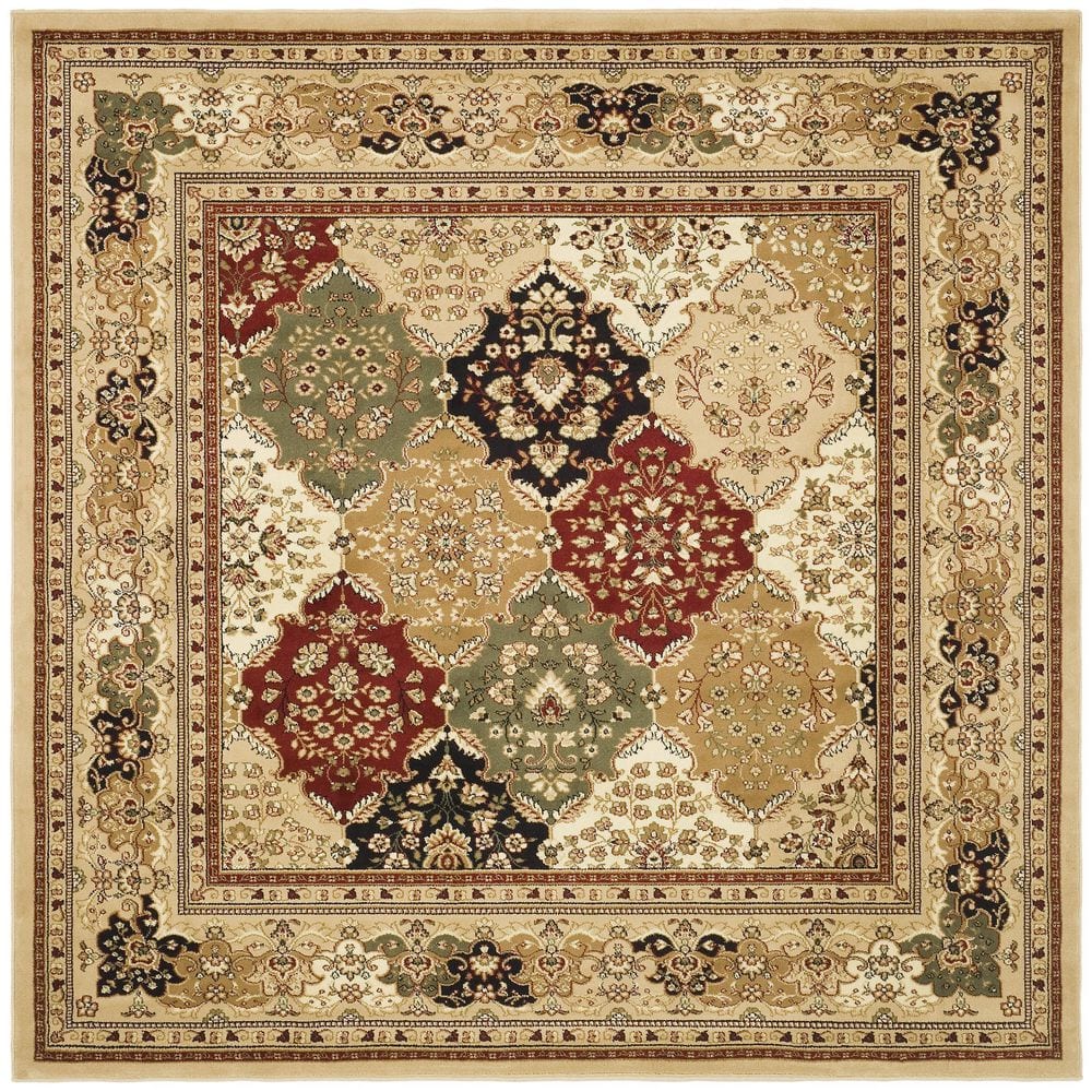 SAFAVIEH Lyndhurst Multi/Beige 10 ft. x 10 ft. Geometric Diamond Border ...