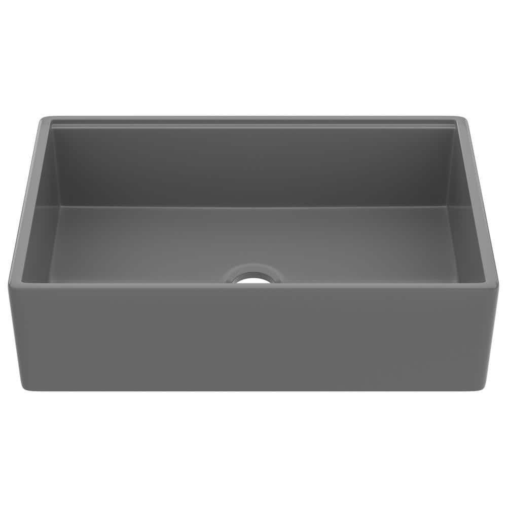 DEERVALLEY Gray Fireclay 33 in. Single Bowl Farmhouse Apron Kitchen ...