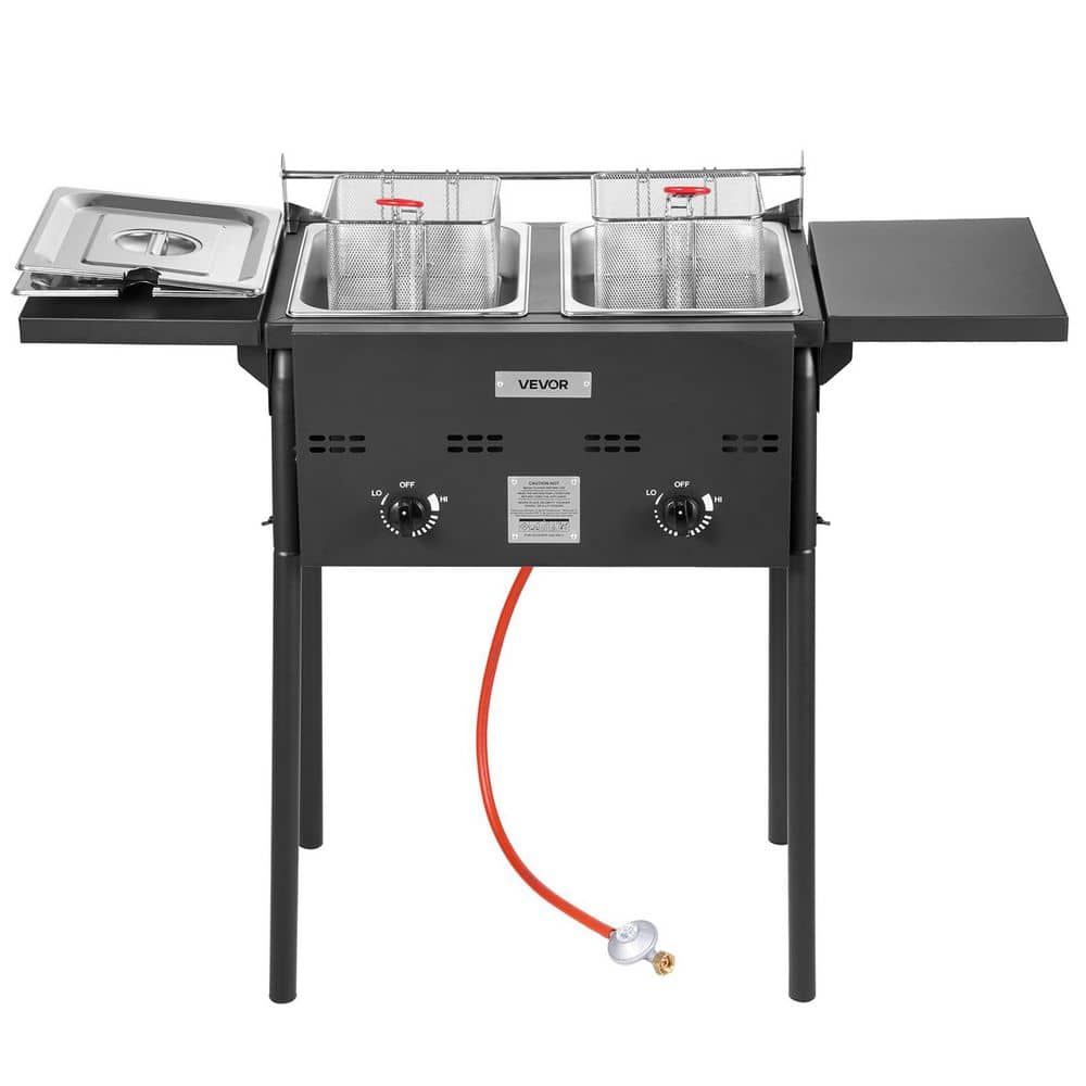 VEVOR Outdoor Propane Deep Fryer Double Burners Commercial Fryer 16 qt ...