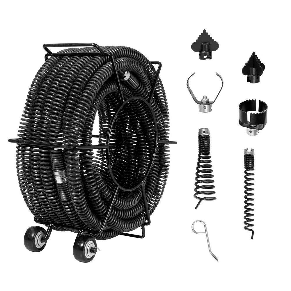 SKYSHALO Drain Cleaning Cable 60 FT. x 1-1/5 In., Professional ...