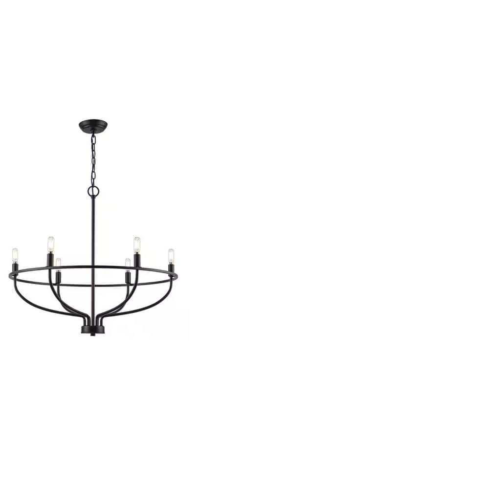 Hampton Bay 28 in. Berwine 6-Light Black Round Chandelier Hampton Bay 28 in. Berwine 6-Light Black Round Chandelier