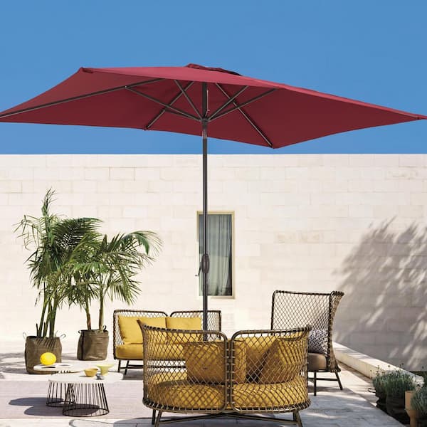 JOYESERY 6 ft. x 9 ft. Rectangular Market Umbrella with Tilt Function ...
