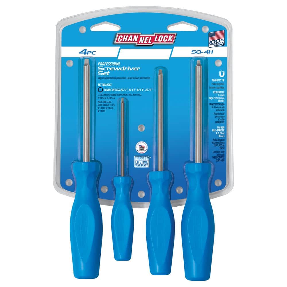 Channellock Square-Recess Screwdriver Set (4-Piece) SQ-4H - The Home Depot