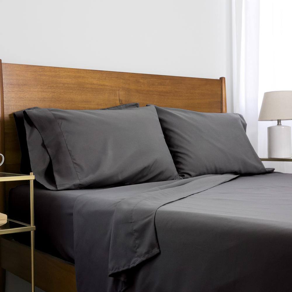 SOUTHSHORE FINE LINENS Deep Pocket 4-Piece Slate Grey Microfiber Twin ...