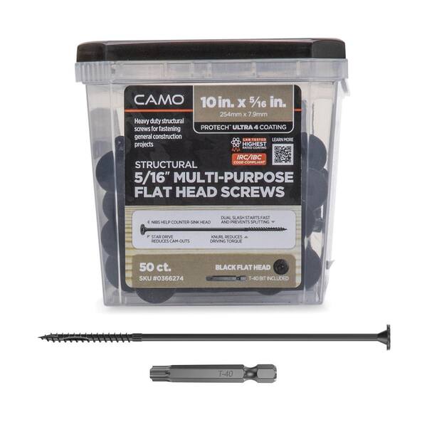 CAMO 5/16 in. x 10 in. Star Drive Flat Head Multi-Purpose Structural ...