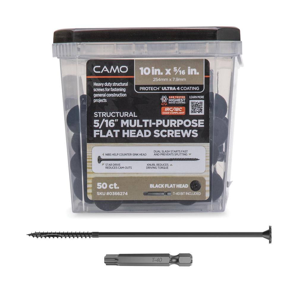 CAMO 5/16 in. x 10 in. Star Drive Flat Head Multi-Purpose Structural ...