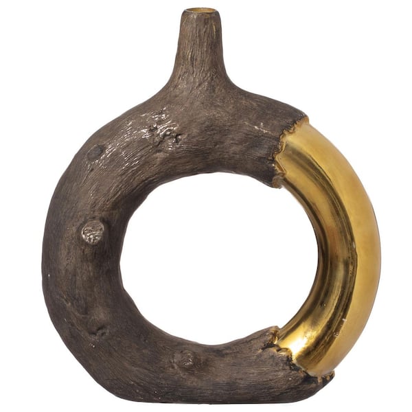Uniquewise 13 in. Glass Ring Vase with Open Circle Design Contemporary ...