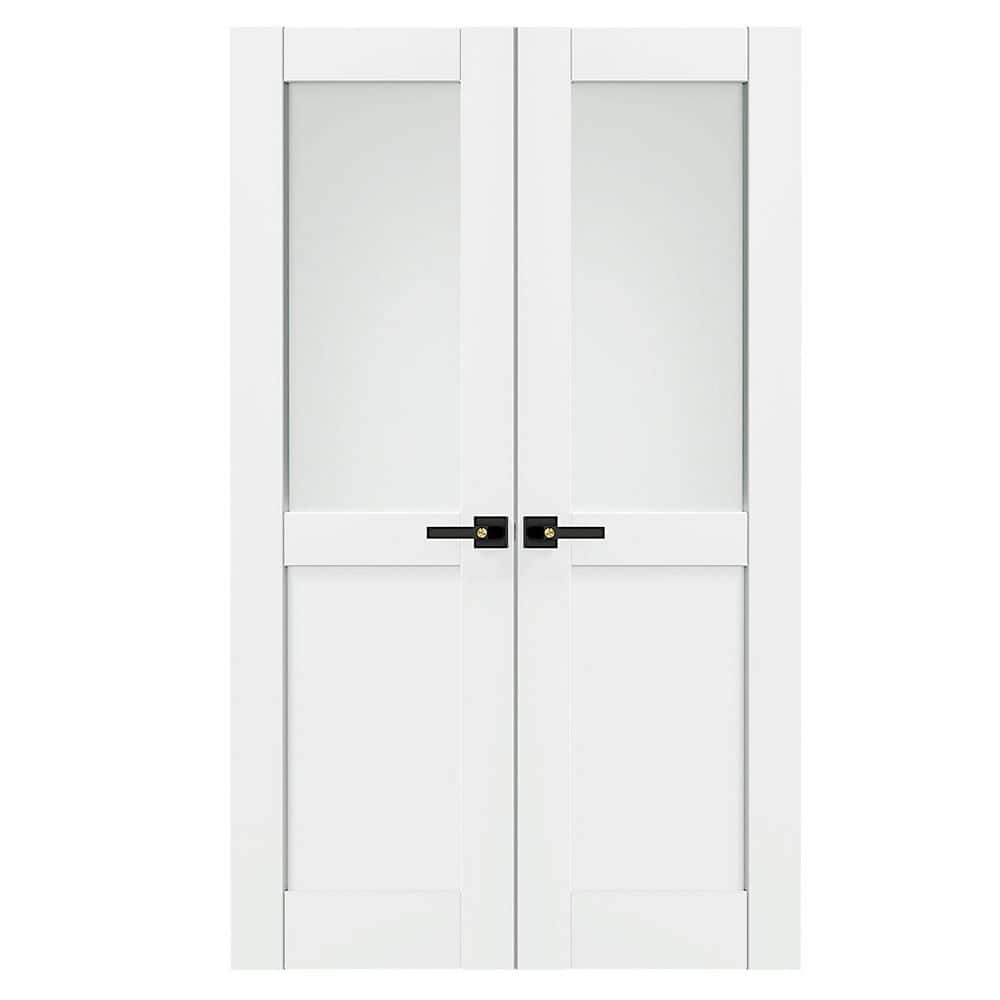 TENONER 48 in. x 80 in. Solid Wood and MDF, Primed, White, 1/2 Lite ...