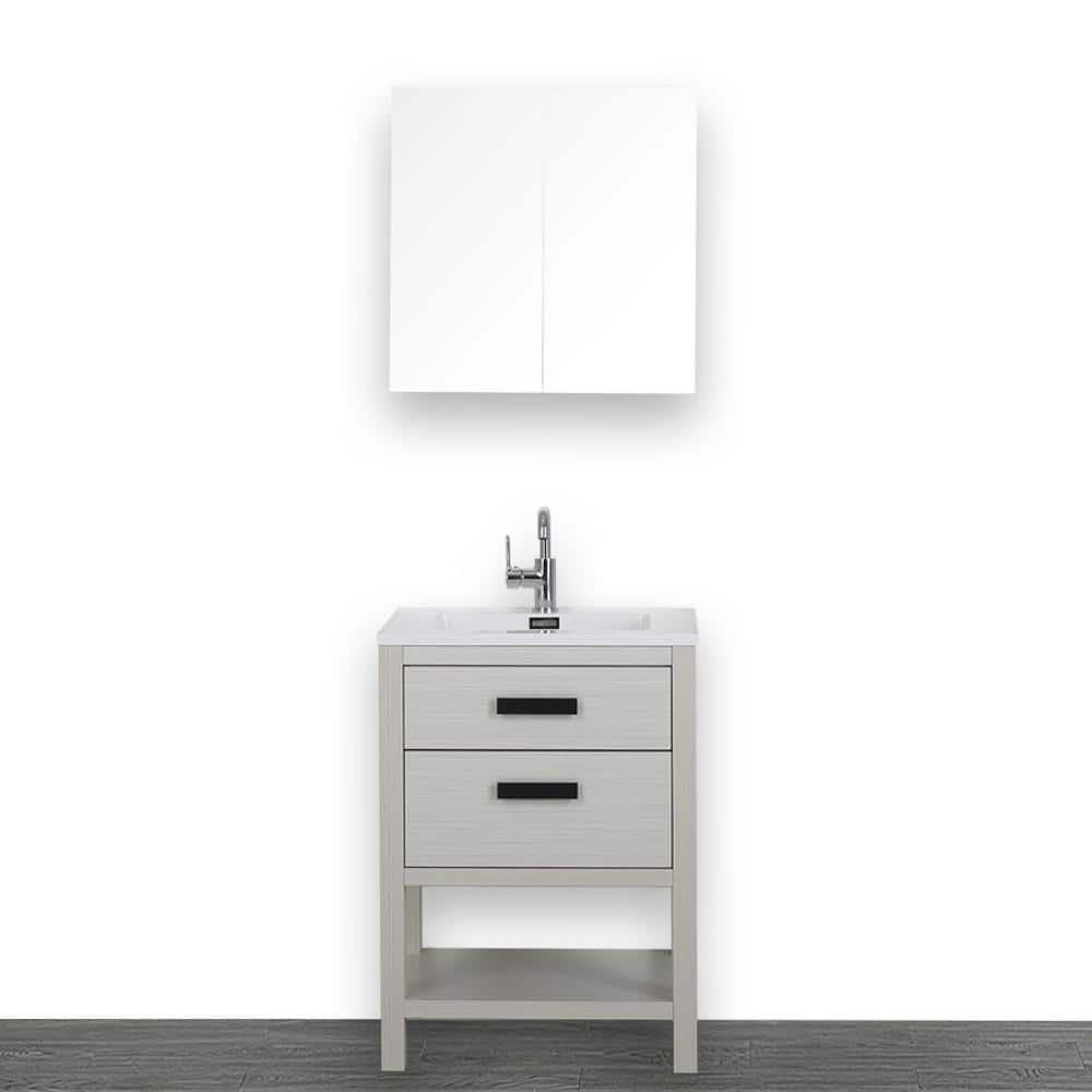 Streamline 23.6 in. W x 19.3 in. H Bath Vanity in Ash Gray with Resin ...