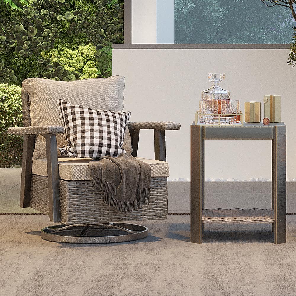 JOYSIDE Wicker Patio Outdoor Rocking Chair Swivel Lounge Chair with ...