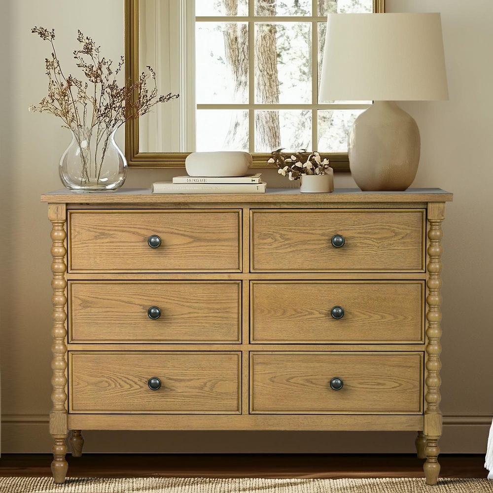 MADISON PARK Signature Beckett Natural 6 Drawer 46 in. Small Chest of ...