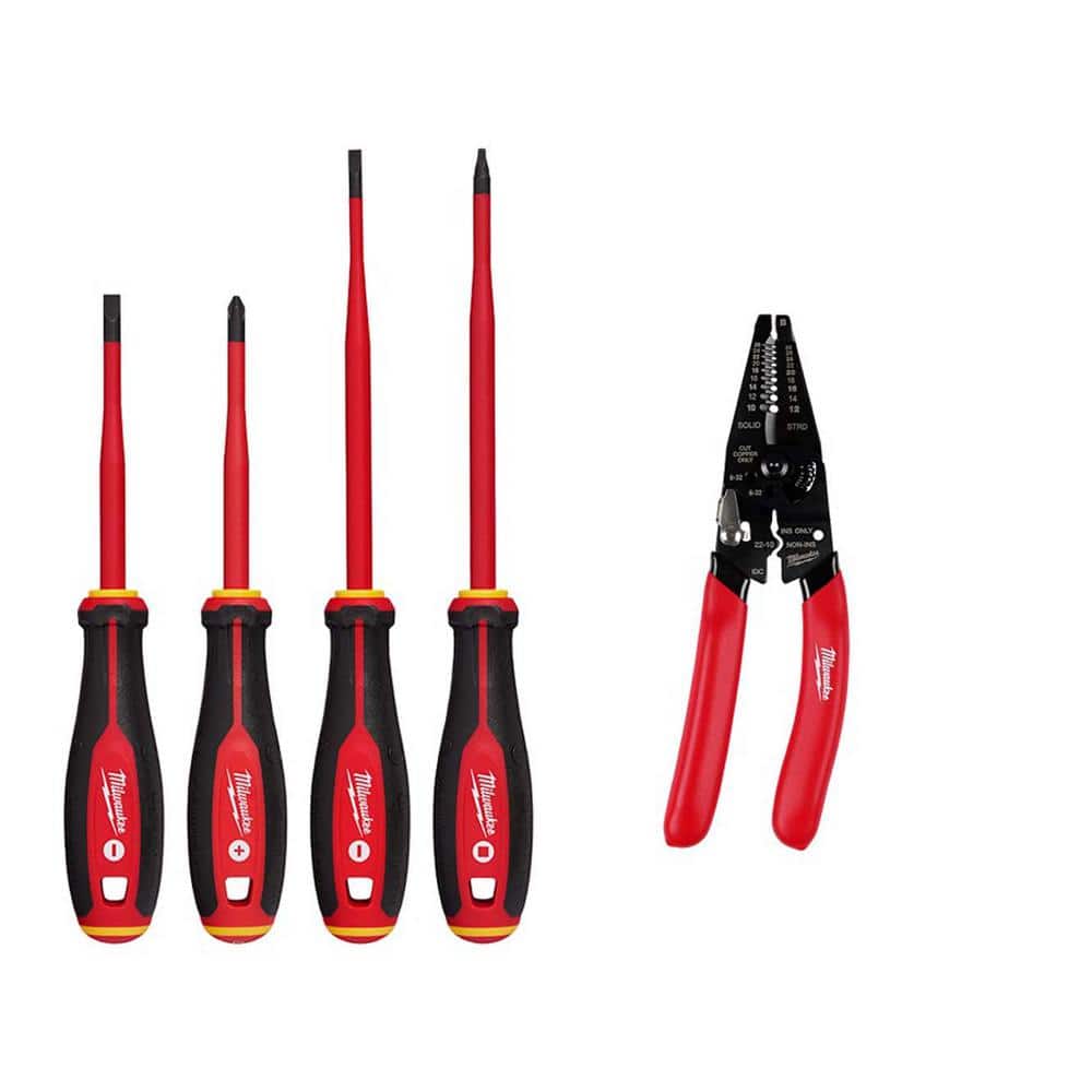 Milwaukee 1000V Insulated Slim Tip Screwdriver Set 10-28 AWG Multi ...