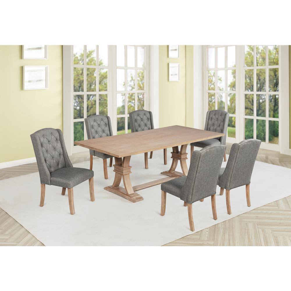 Best Quality Furniture Katt 7-Piece Rectangle Rustic Light Oak Finish ...