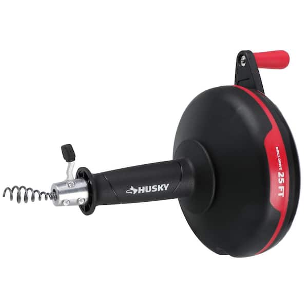Husky 25 ft. Power Drum Drain Snake Drill-Operated Auger for Sink, Tub ...