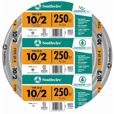 Southwire 250 ft. 10/3 Gray Solid CU UF-B W/G Wire-13059155 - The Home ...